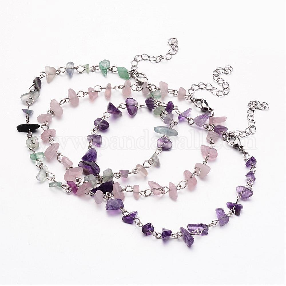 Wholesale Natural Gemstone Chip Beaded Anklets - Pandahall.com