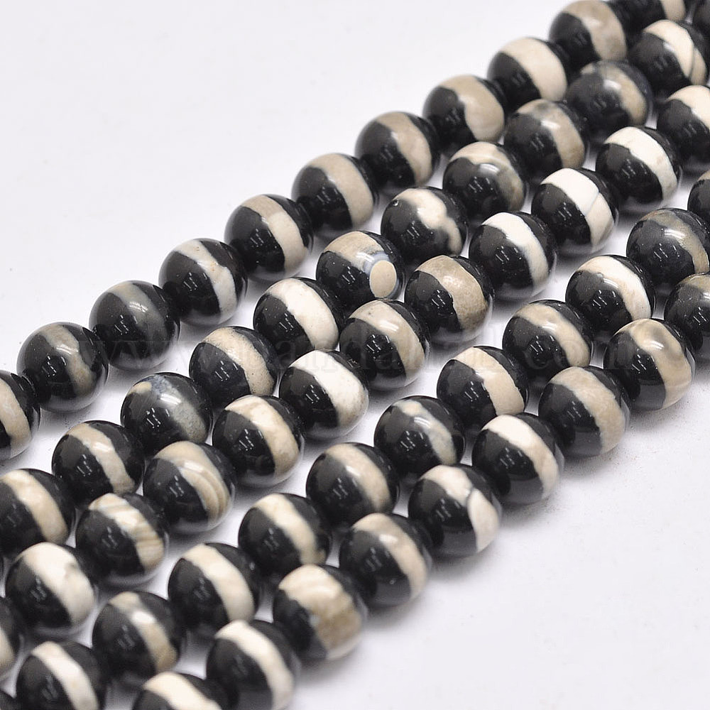 Wholesale Natural Tibetan Striped Pattern dZi Agate Beads Strands ...