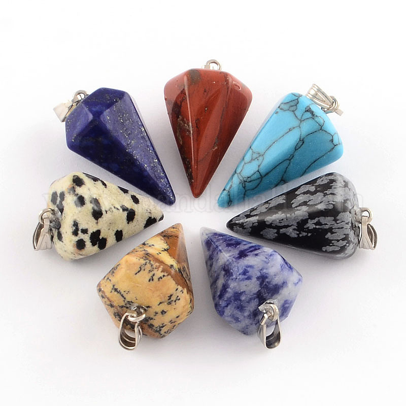 Wholesale Cone/Spike/Pendulum Natural & Synthetic Mixed Stone Pendants - Pandahall.com