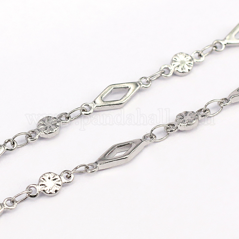 Wholesale 304 Stainless Steel Rhombus and Flat Round Bar Link Chains ...