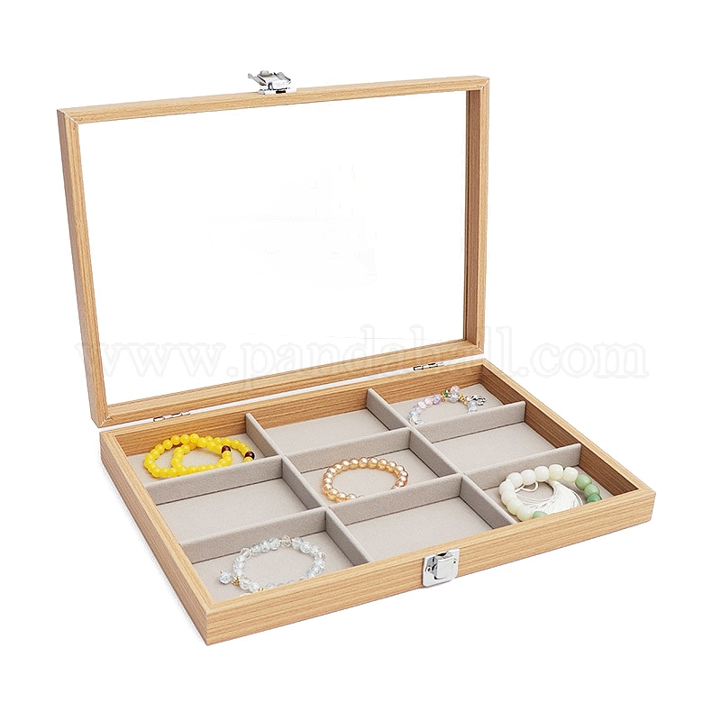 Wholesale Rectangle Wooden Jewelry Presentation Boxes with 9 ...
