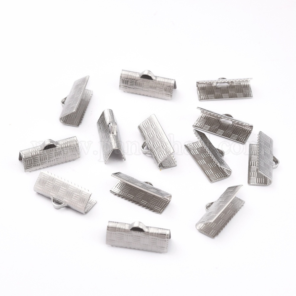 Wholesale Non-Tarnish 304 Stainless Steel Ribbon Crimp Ends - Pandahall.com