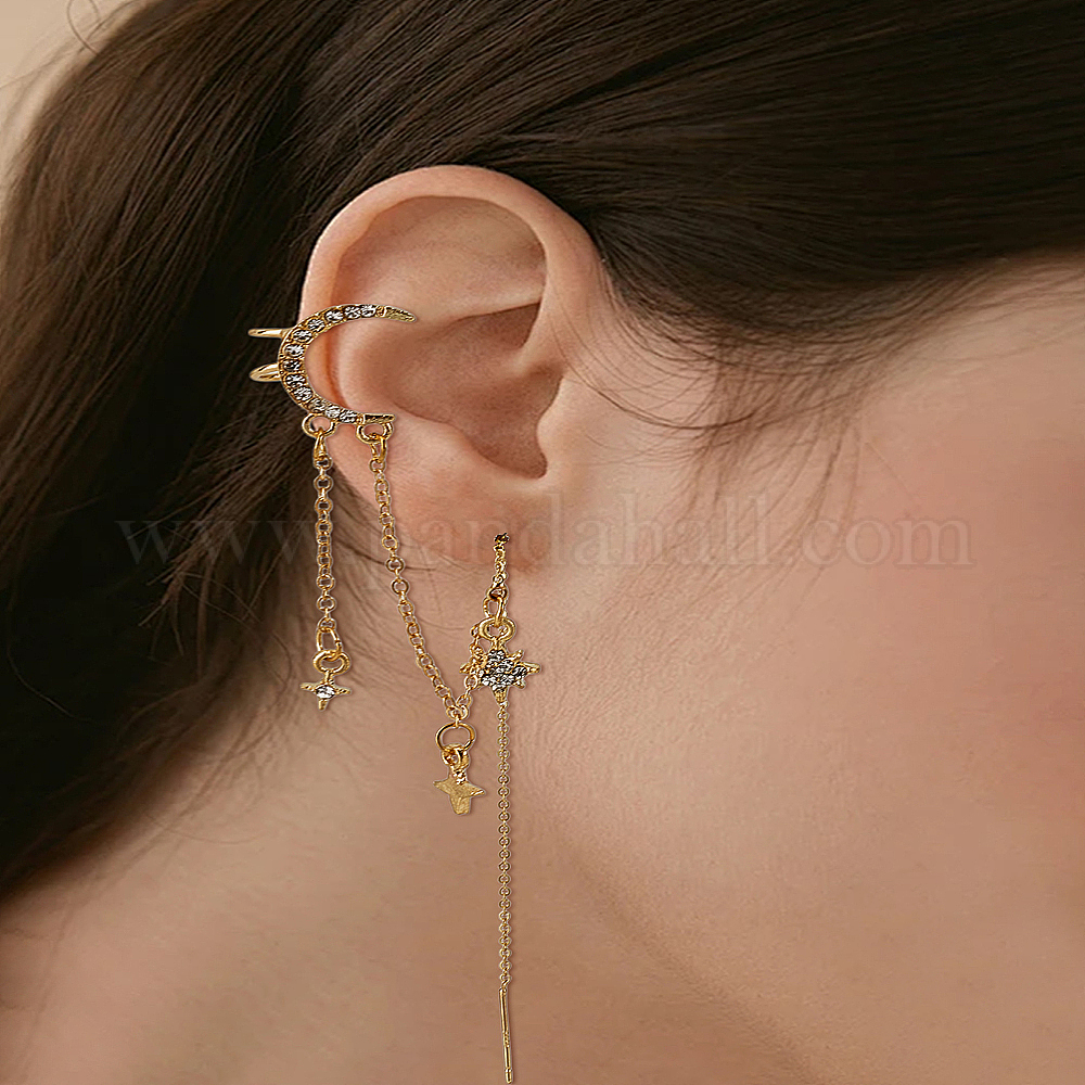 Wholesale 2Pcs 2 Styles Alloy Rhinetosne Cuff Earrings - Pandahall.com
