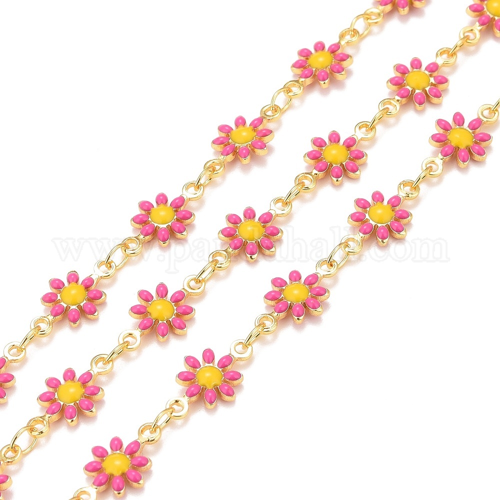 Wholesale Brass Daisy Flower & Oval Link Chains - Pandahall.com