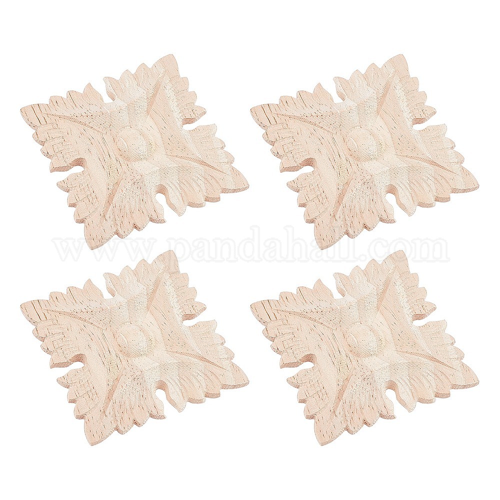 Wholesale Natural Solid Wood Carved Onlay Applique Craft - Pandahall.com