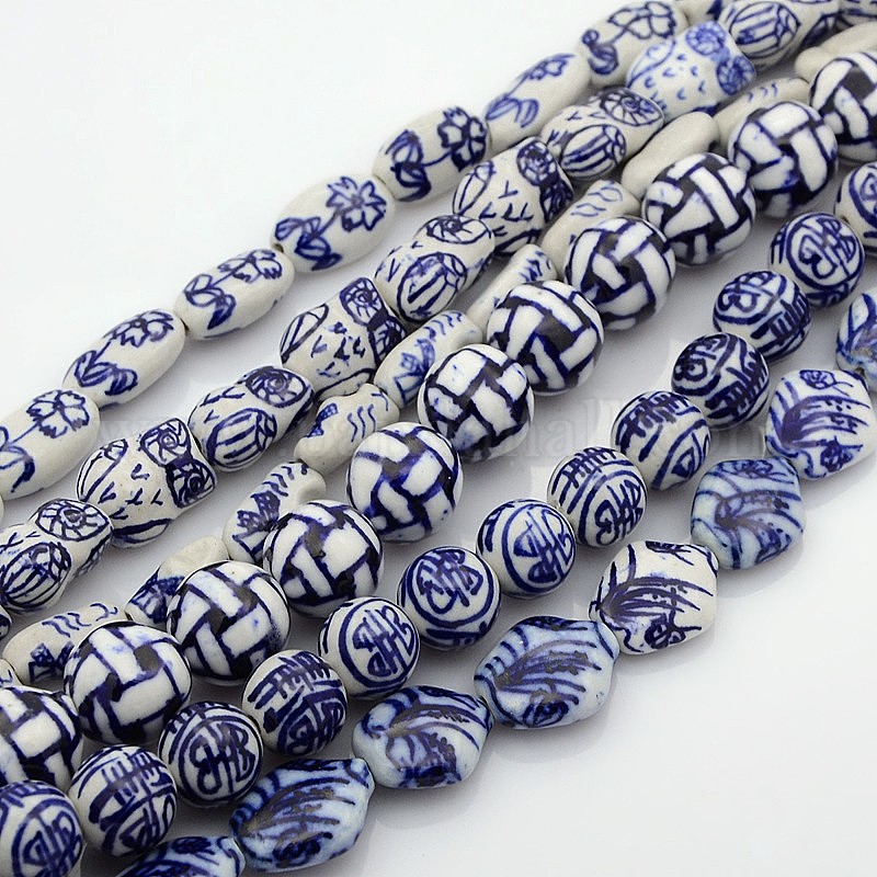 Wholesale Handmade Blue and White Porcelain Ceramic Beads Strands ...