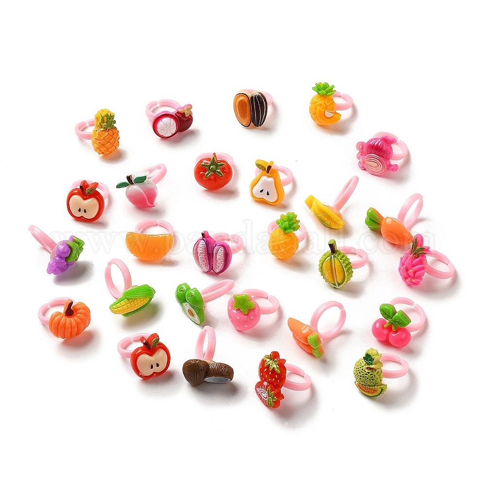 Wholesale Cartoon Fruit Resin Open Cuff Ring for Kids - Pandahall.com