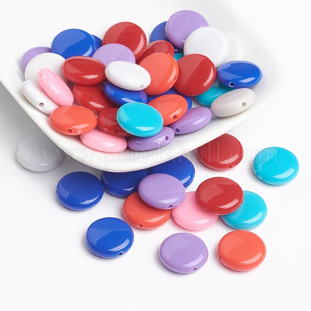 Wholesale Mixed Opaque Acrylic Flat Round Beads - Pandahall.com