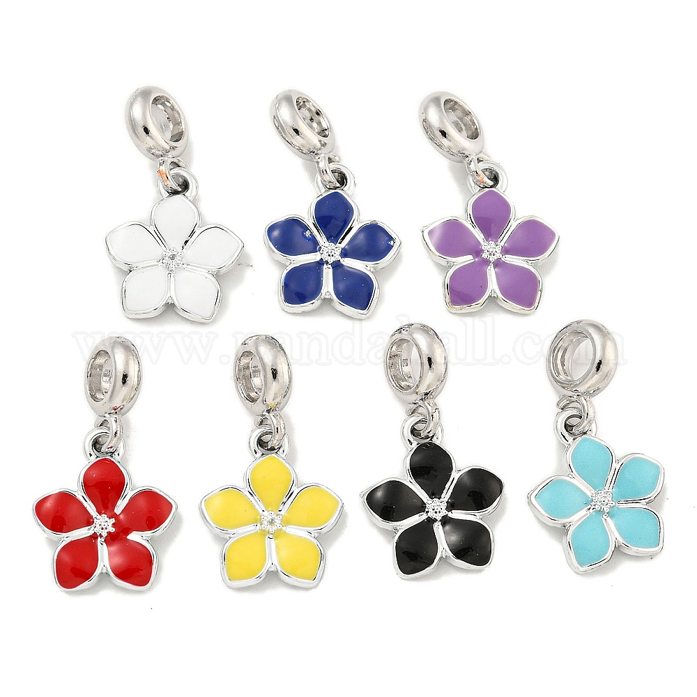 Wholesale Rack Plating Alloy Enamel Flower European Dangle Charms ...