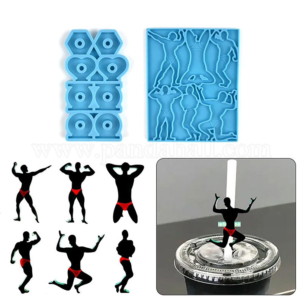 Wholesale Exercising Men Shaped Straw Topper Silicone Statue Molds Sets ...