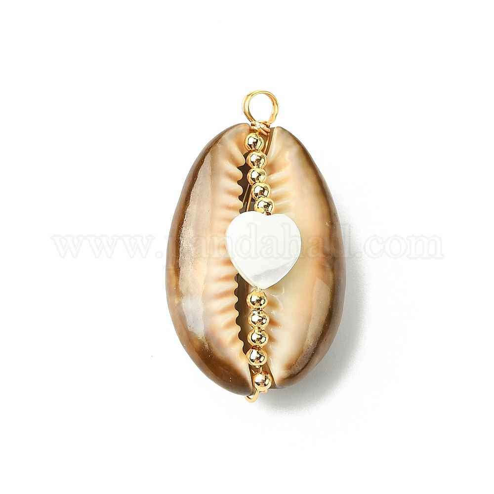 Wholesale Natural Cowrie Shell Copper Wire Wrapped Pendants - Pandahall.com