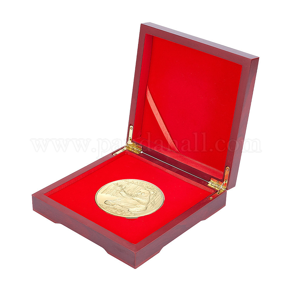 Wholesale Square Wood Commemorative Coin Storage Box with Hinged Lid ...
