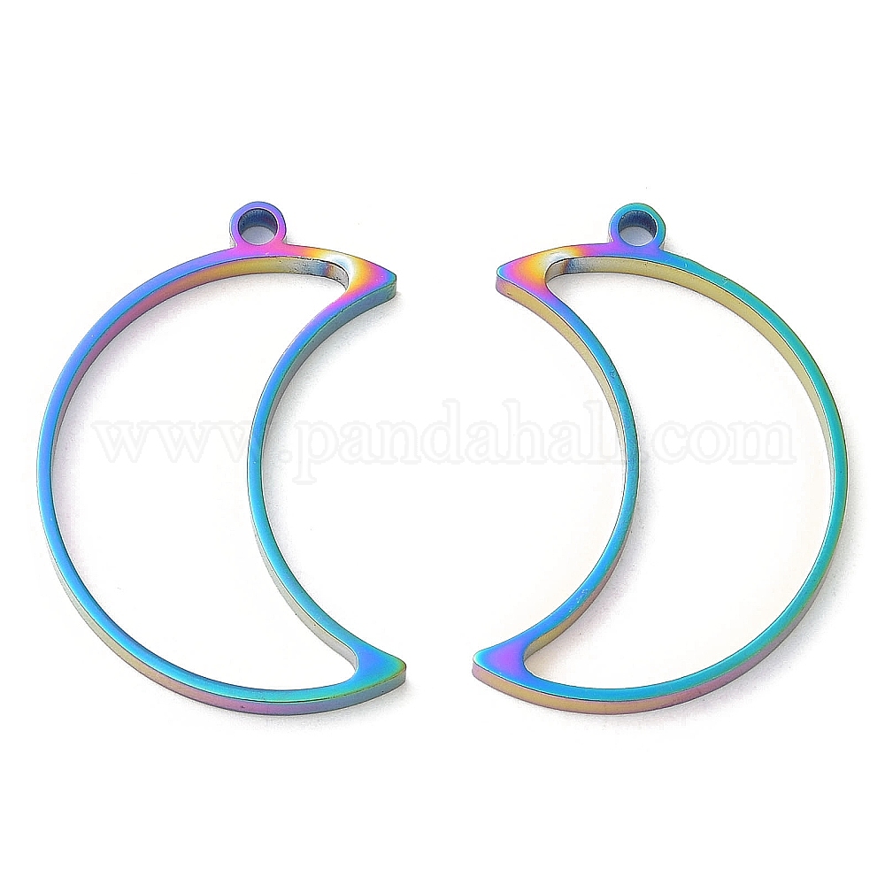 Wholesale 304 Stainless Steel Open Back Bezel Moon Pendants - Pandahall.com