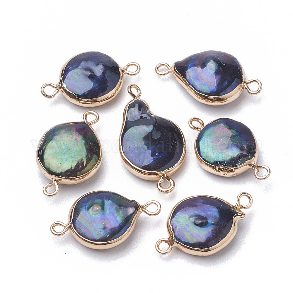 Wholesale Plated Natural Baroque Pearl Keshi Pearl Links connectors ...