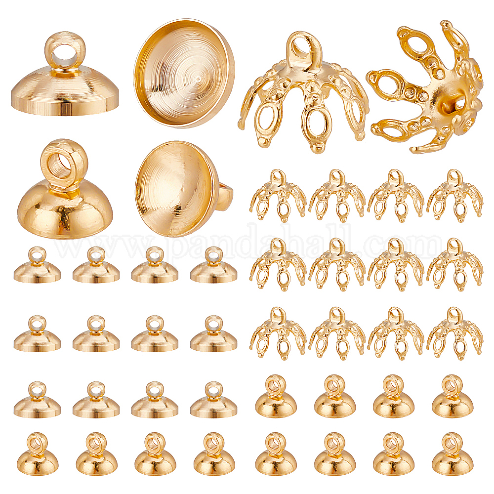 Wholesale 60Pcs 3 Styles Brass Bead Cap Pendant Bails - Pandahall.com