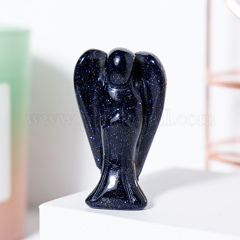 Wholesale Synthetic Blue Goldstone Angel Figurine Display Decorations ...