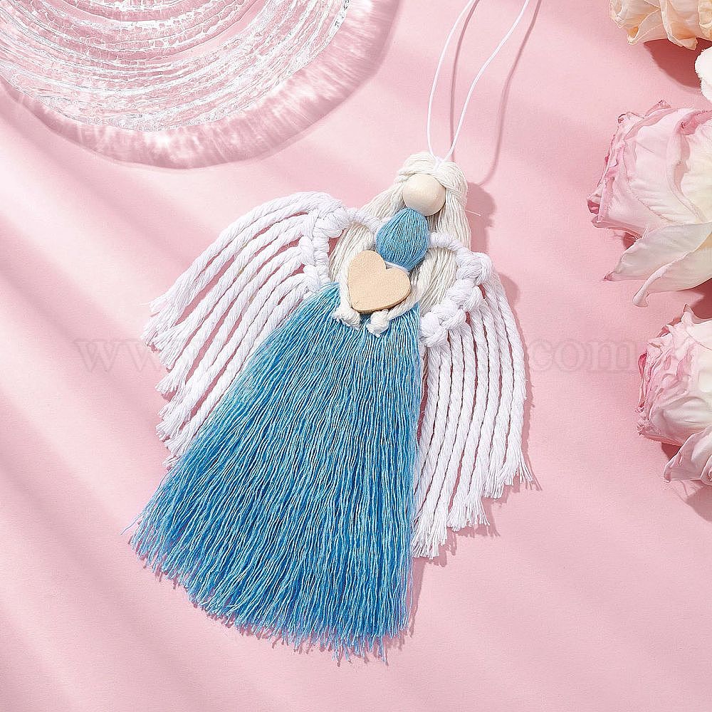 Wholesale Handmade Macrame Cotton Angel Hanging Ornaments - Pandahall.com