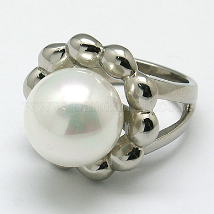 Wholesale 316L Stainless Steel Shell Pearl Rings - Pandahall.com