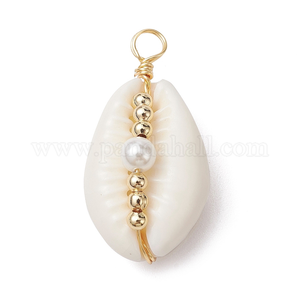 Wholesale Natural Cowrie Shell Copper Wire Wrapped Pendants - Pandahall.com