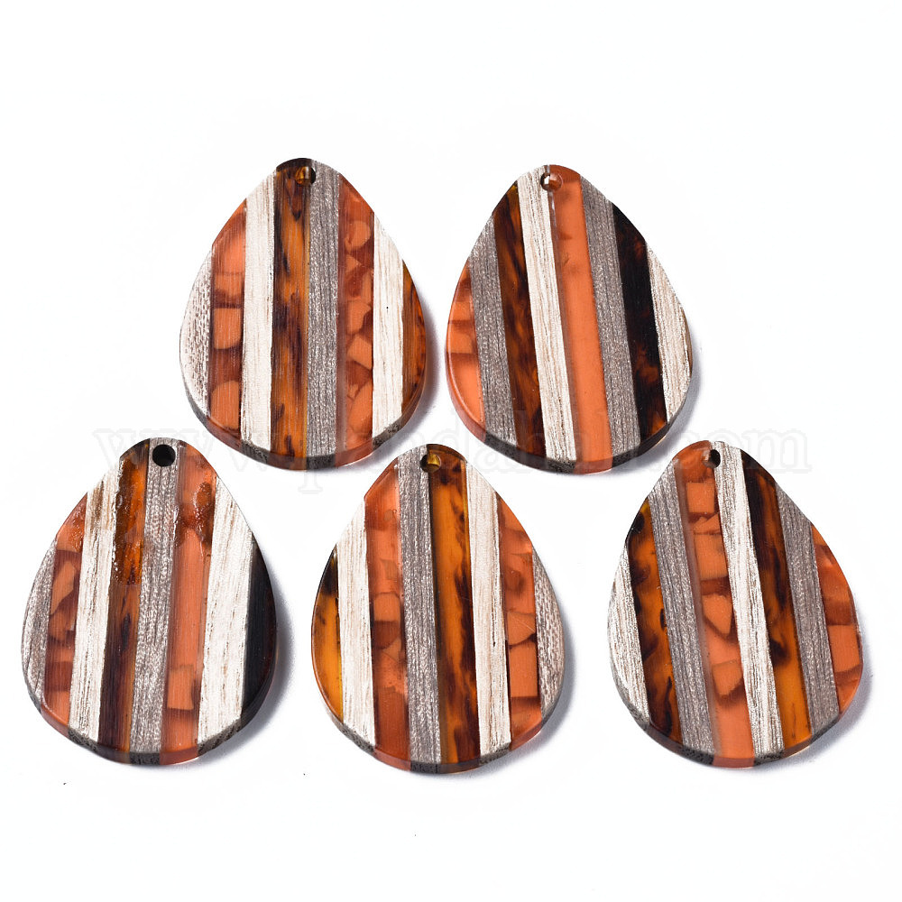 Wholesale Stripe Resin & Walnut Wood Pendants - Pandahall.com