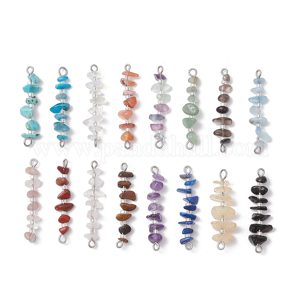 Wholesale 16Pcs 16 Styles Natural Mixed Stone Chip and Glass Seed ...