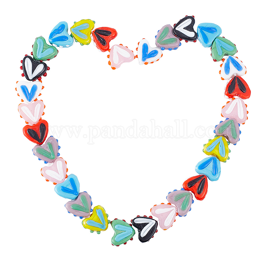 Wholesale CHGCRAFT 1 Strand Heart Handmade Lampwork Beads Strands ...