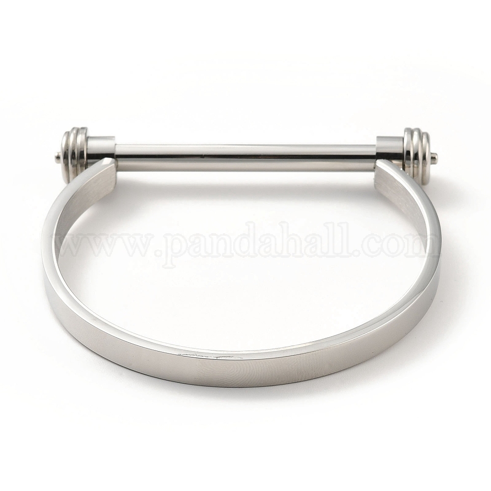 Wholesale Non-Tarnish 304 Stainless Steel D Shape Bar Screw Bangle ...