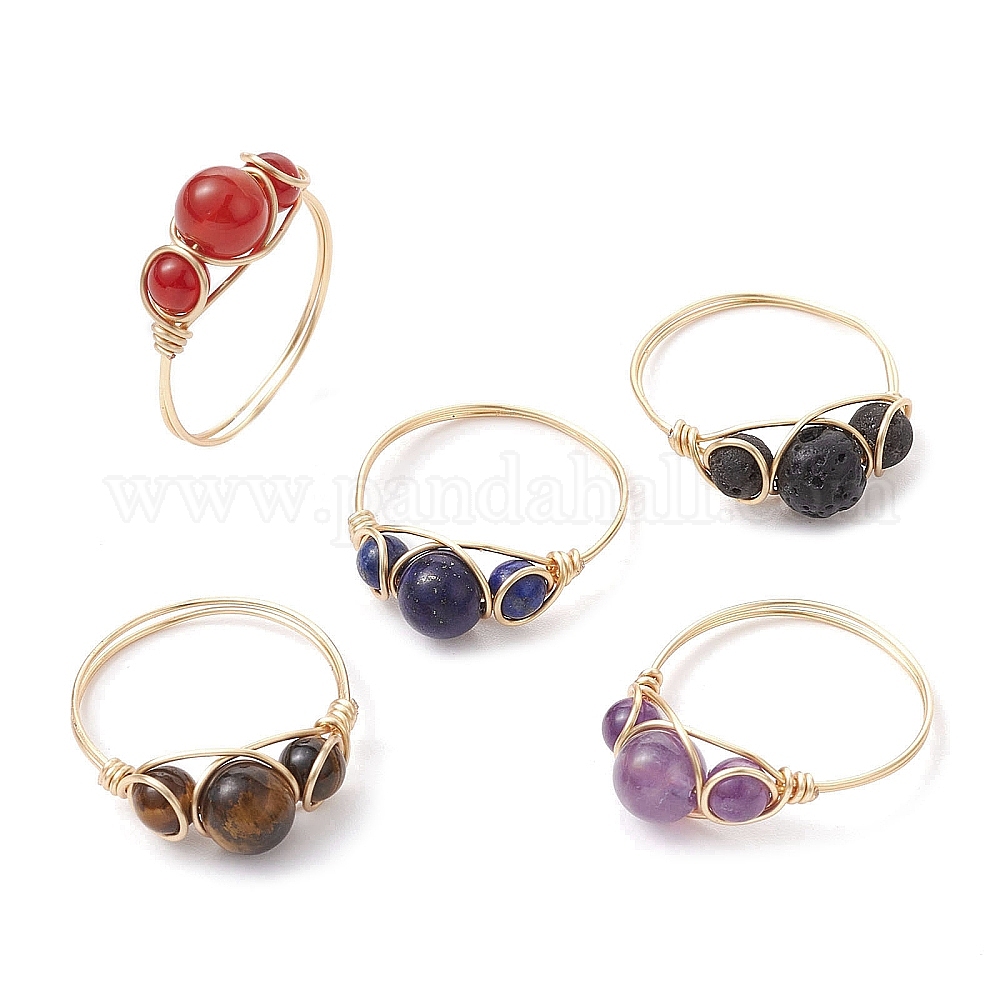 Wholesale Natural Mixed Gemstone Finger Rings - Pandahall.com