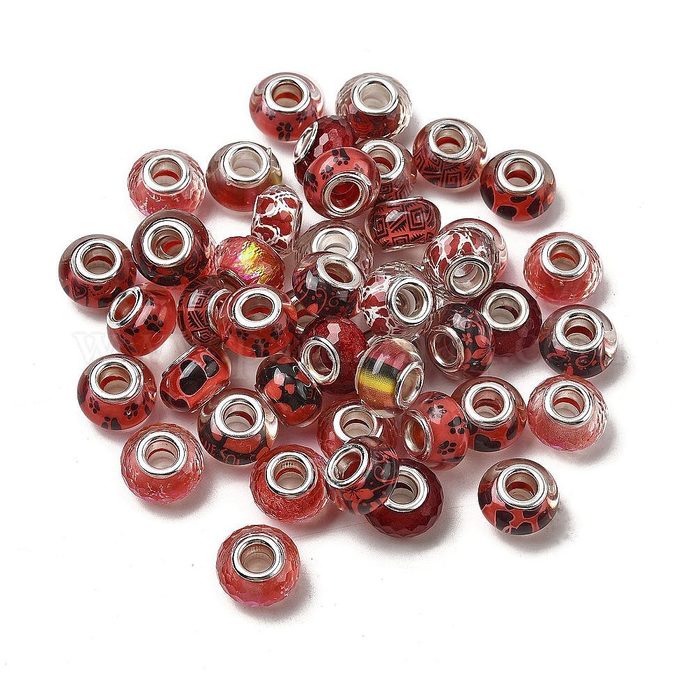 Wholesale Printed Transparent Resin European Beads - Pandahall.com