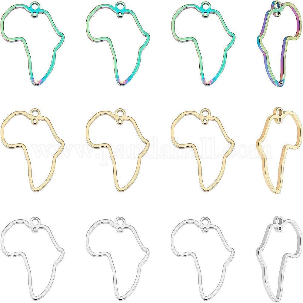 Wholesale 12Pcs 3 Colors Africa Map 304 Stainless Steel Connector ...