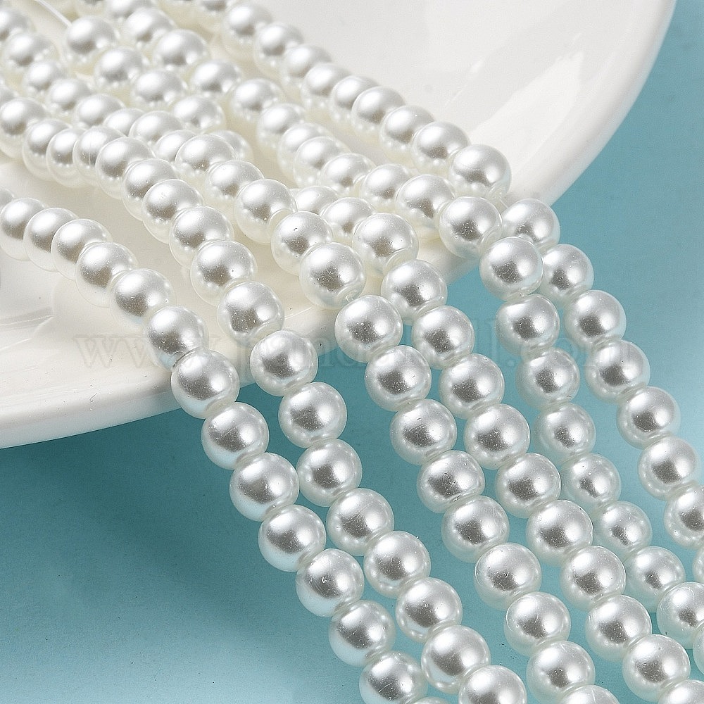 Wholesale Baking Painted Pearlized Glass Pearl Round Bead Strands ...