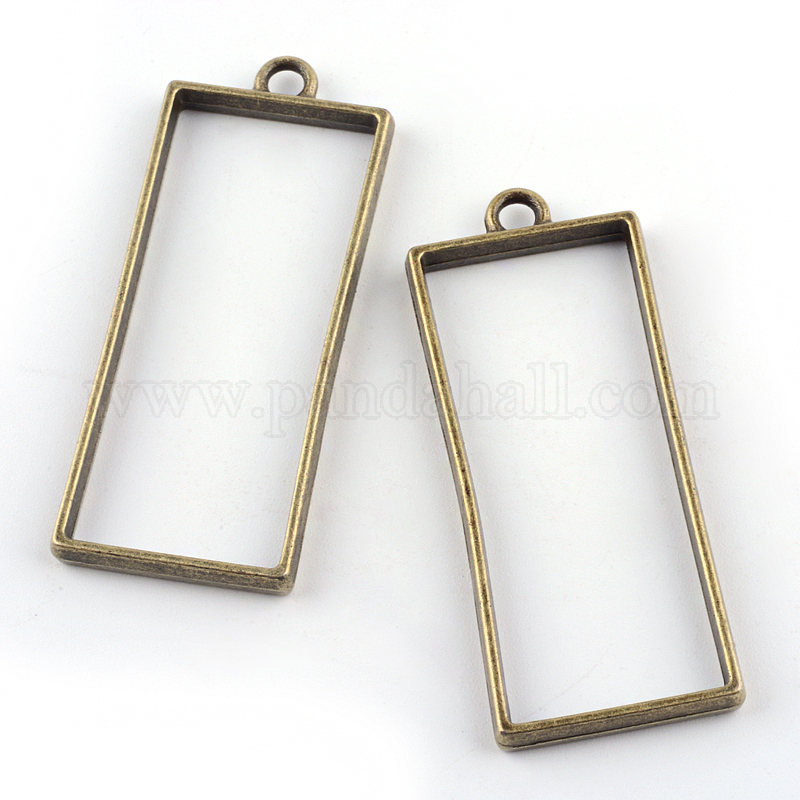 Wholesale Rack Plating Alloy Rectangle Open Back Bezel Pendants - Pandahall.com