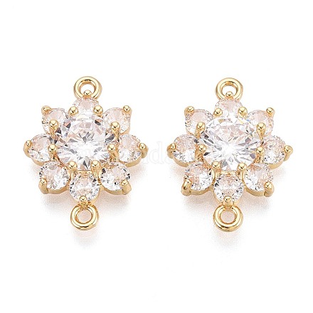 Wholesale Brass Pave Clear Cubic Zirconia Connector Charms - Pandahall.com