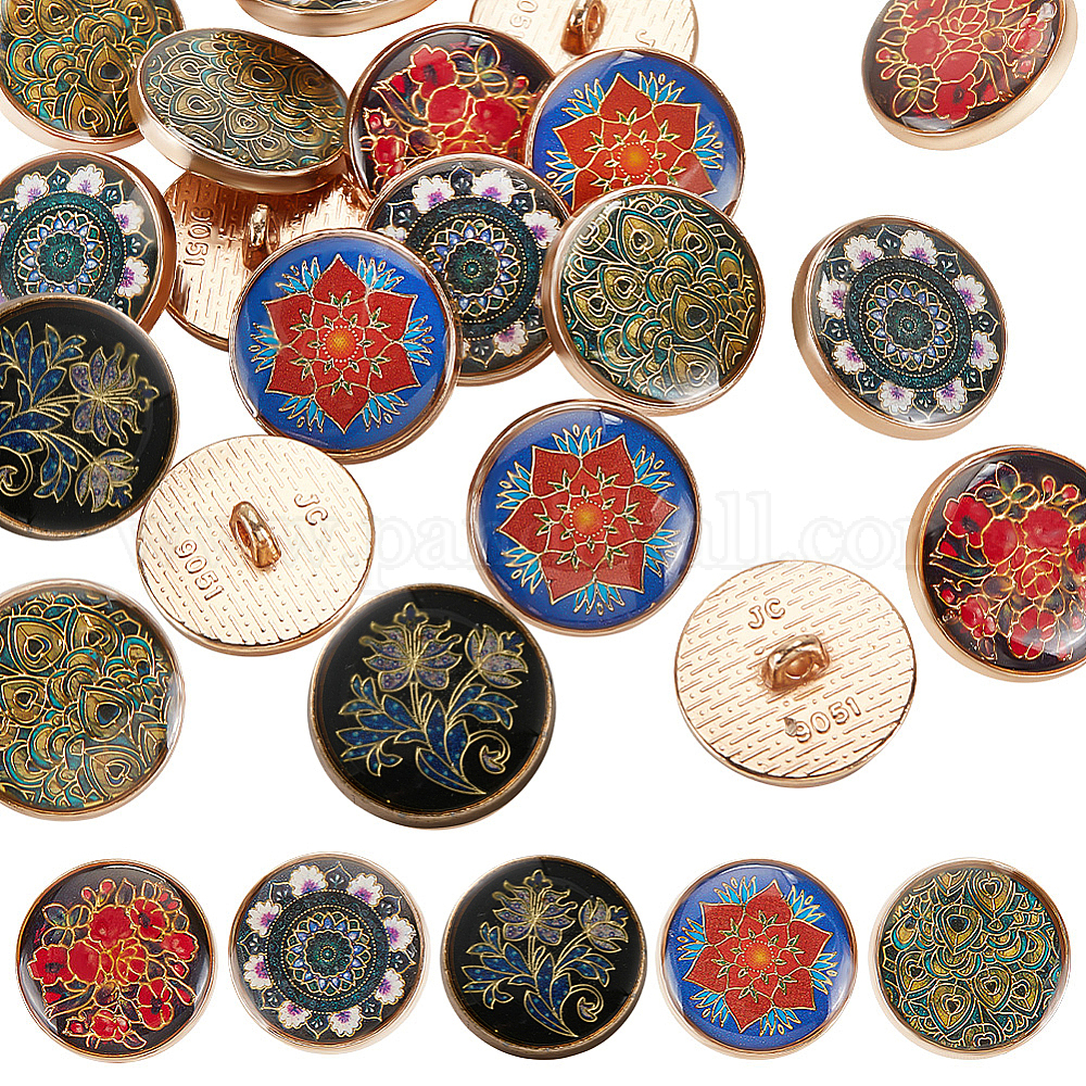 Wholesale 20Pcs 5 Colors Alloy Enamel Shank Buttons - Pandahall.com