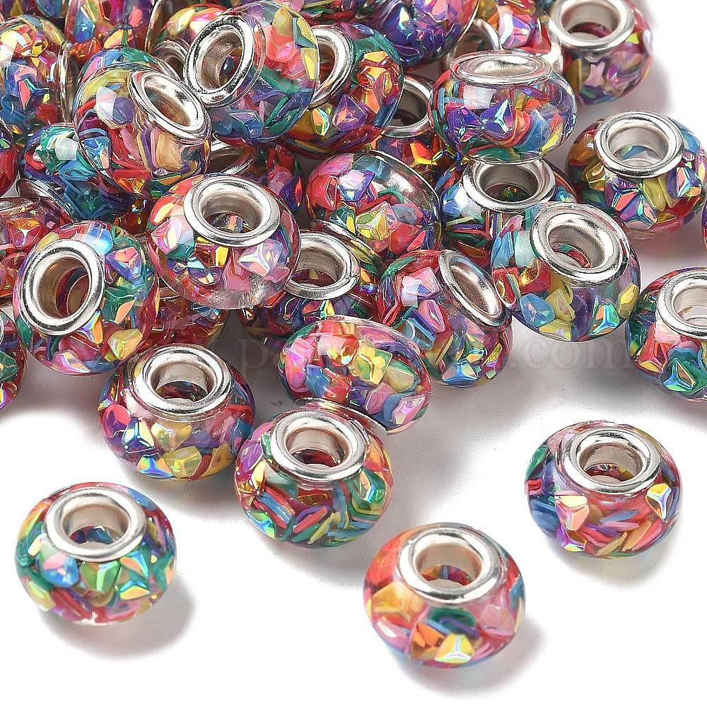 Wholesale Transparent Resin Rondelle European Beads - Pandahall.com