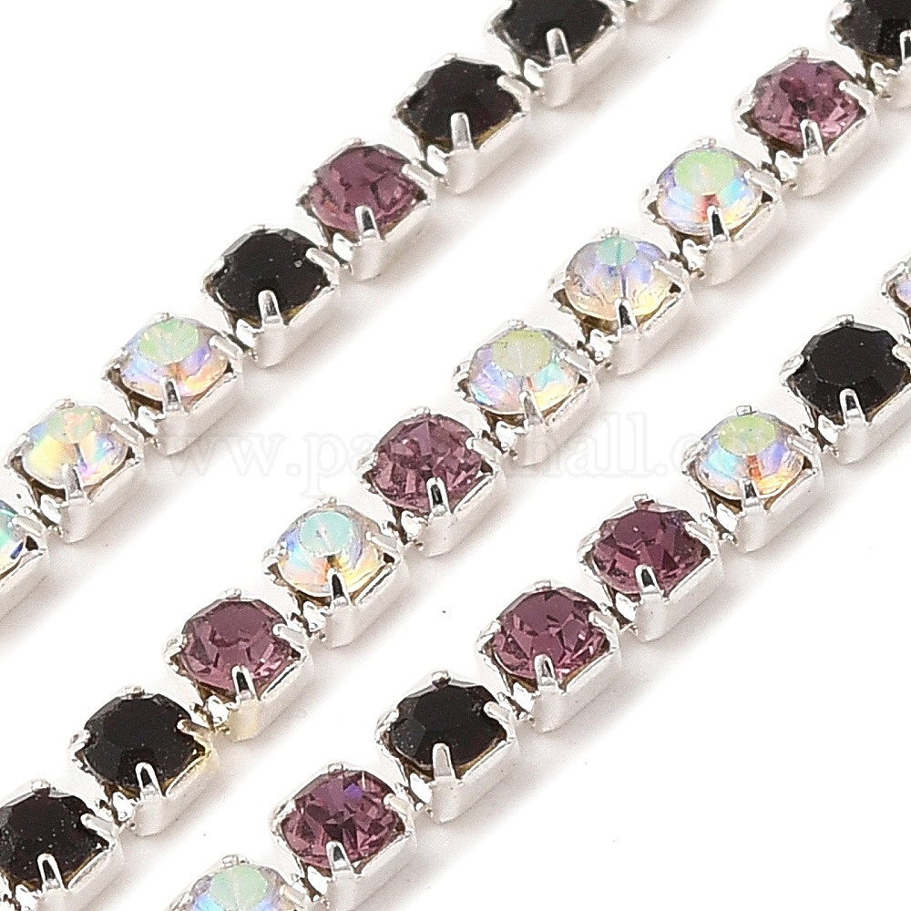 ラインストーンと鉄のカップチェーン スプールで ジェット 2x2x2mm 約10ヤード/ロールの通販 - PandaHall（パンダホール）