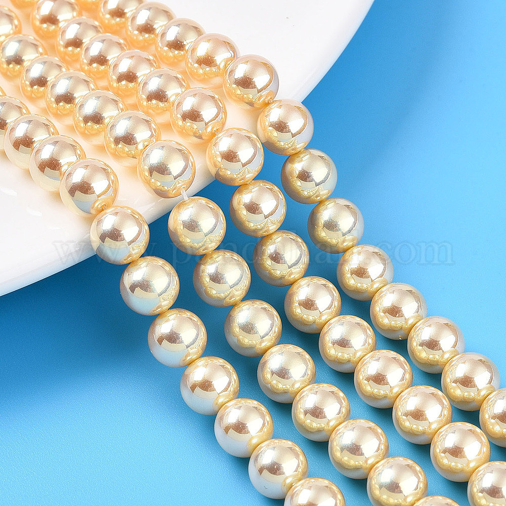 Wholesale UV Plating Pearlized Glass Pearl Beads Strands - Pandahall.com