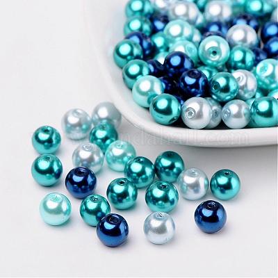 Carribean Blue Mix Pearlized Glass Pearl Beads Mixed Color 8mm Hole 1mm about 100pcs bag