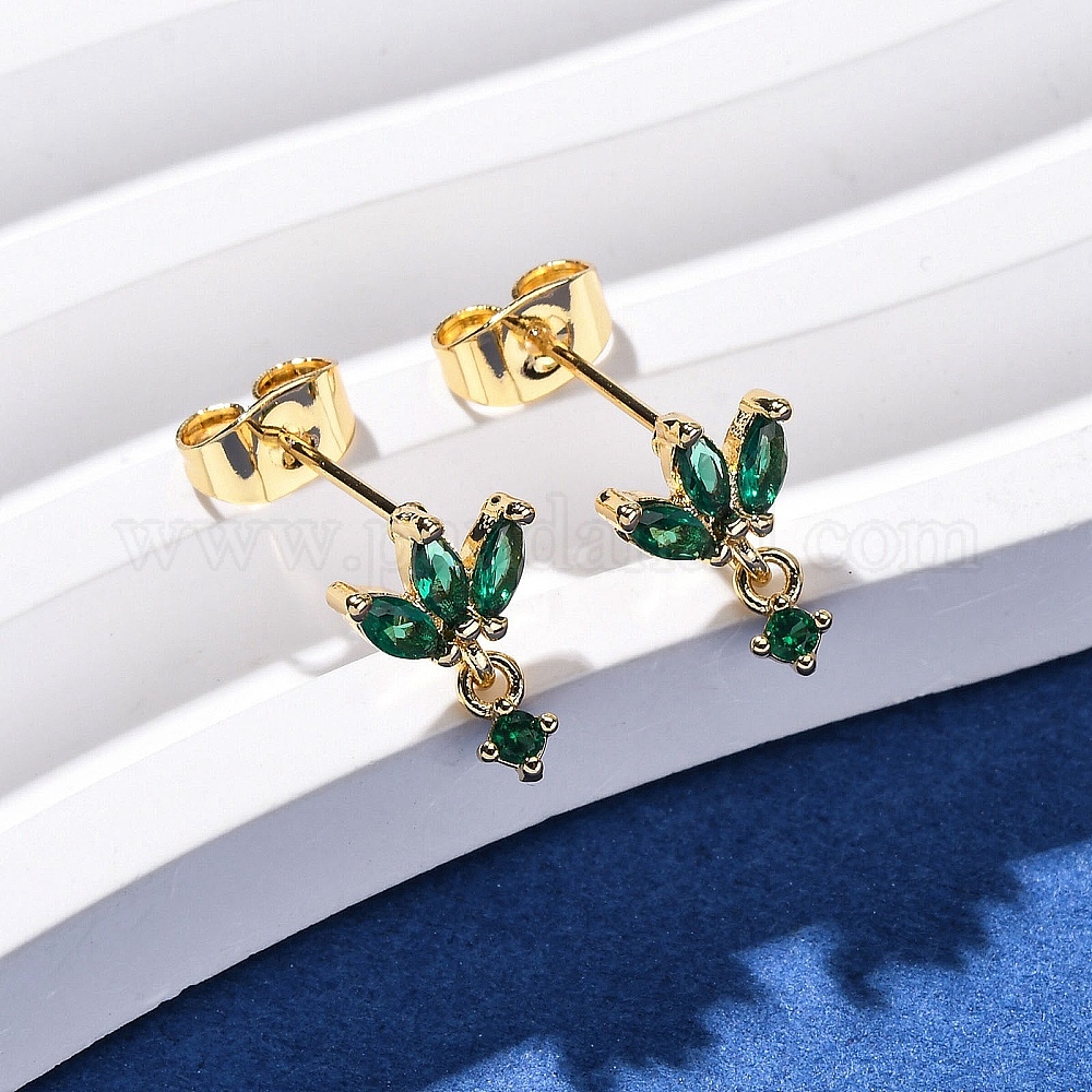 Wholesale Brass Micro Pave Cubic Zirconia Horse Eye Dangle Stud ...