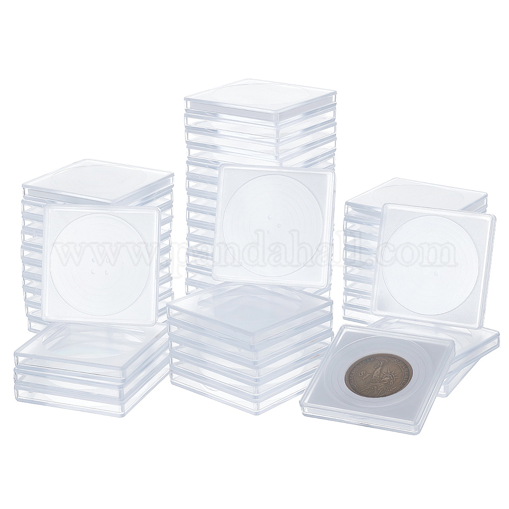 Wholesale 50 Sets 5 Styles Plastic Square Coin Boxes - Pandahall.com