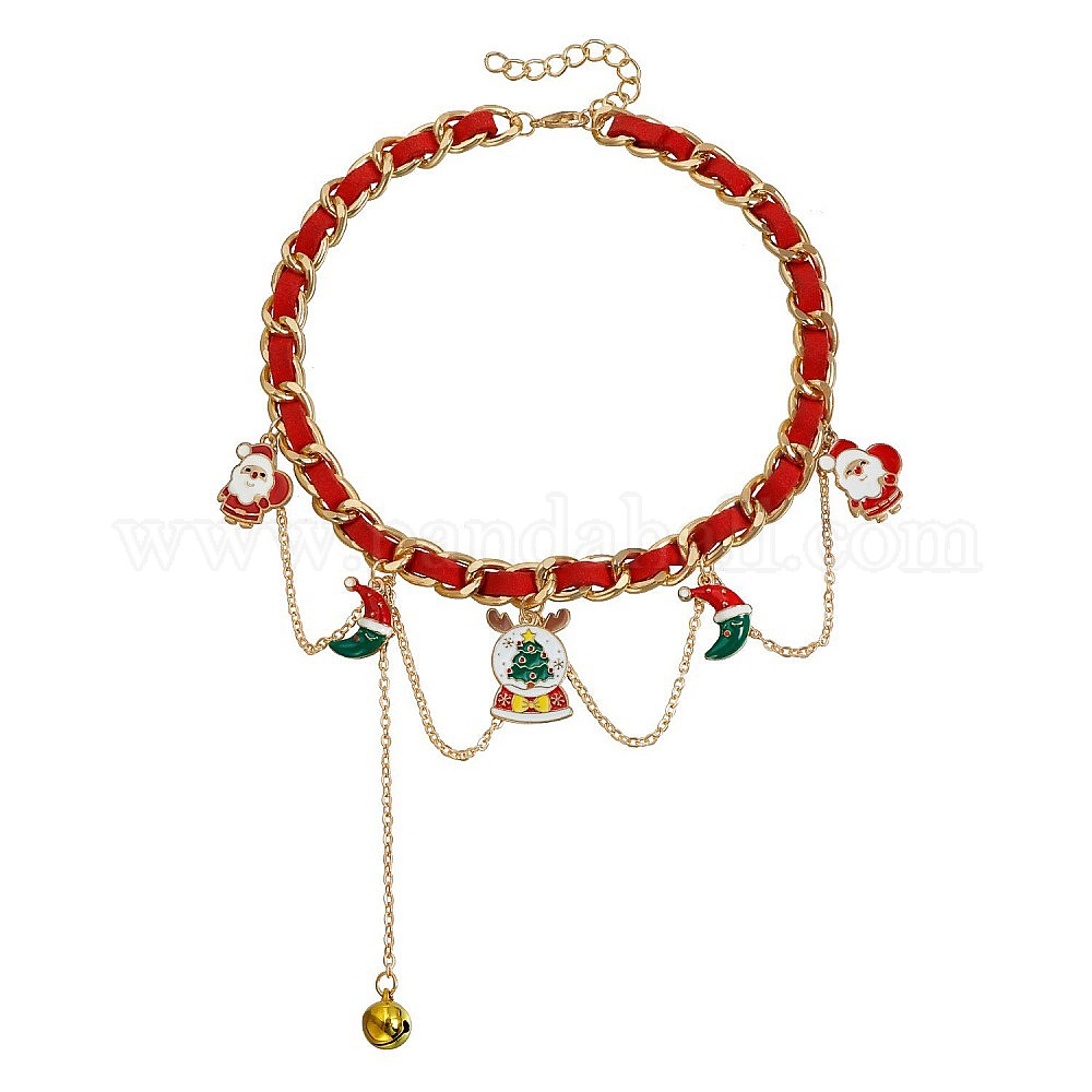 Wholesale Christmas Alloy Enamel Deer Santa Claus Moon Pendant PU ...