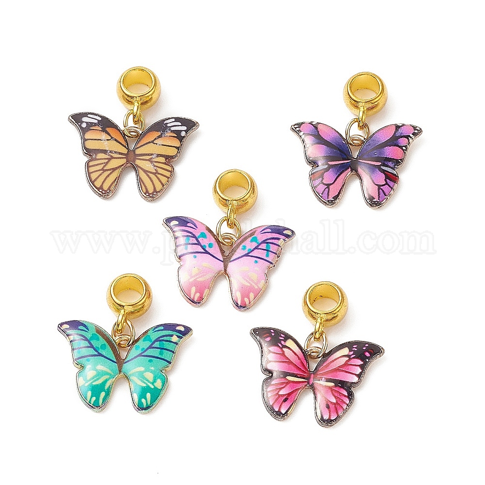 Wholesale Butterfly Alloy Enamel European Dangle Charms - Pandahall.com