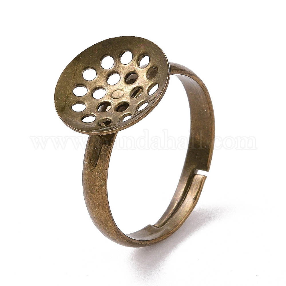Wholesale DIY Antique Bronze Adjustable Brass Sieve Ring Bases ...