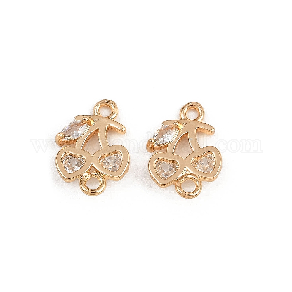 Wholesale Brass Pave Clear Cubic Zirconia Fruit Connector Charms ...