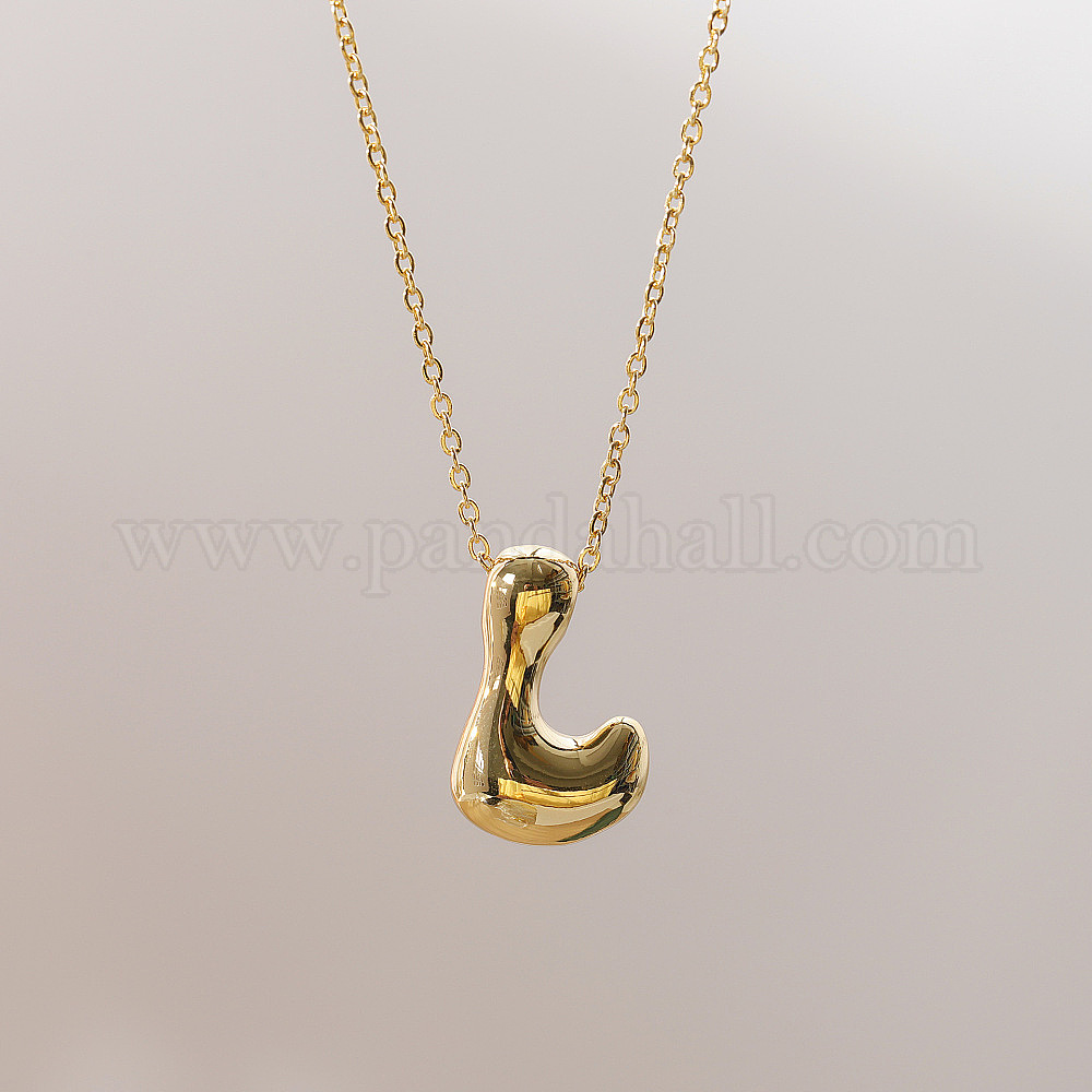 Wholesale Brass Chunky Initial Pendant Necklaces - Pandahall.com