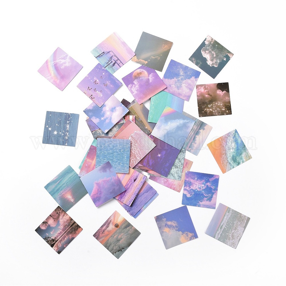 Wholesale 56Pcs Square Sky Water Surface Fancy Scenery Pattern Paper ...