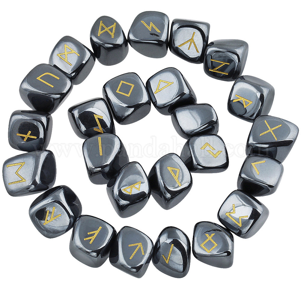 Wholesale Viking Runes Engraved Rectangle Natural Pyrite Rune Stones ...