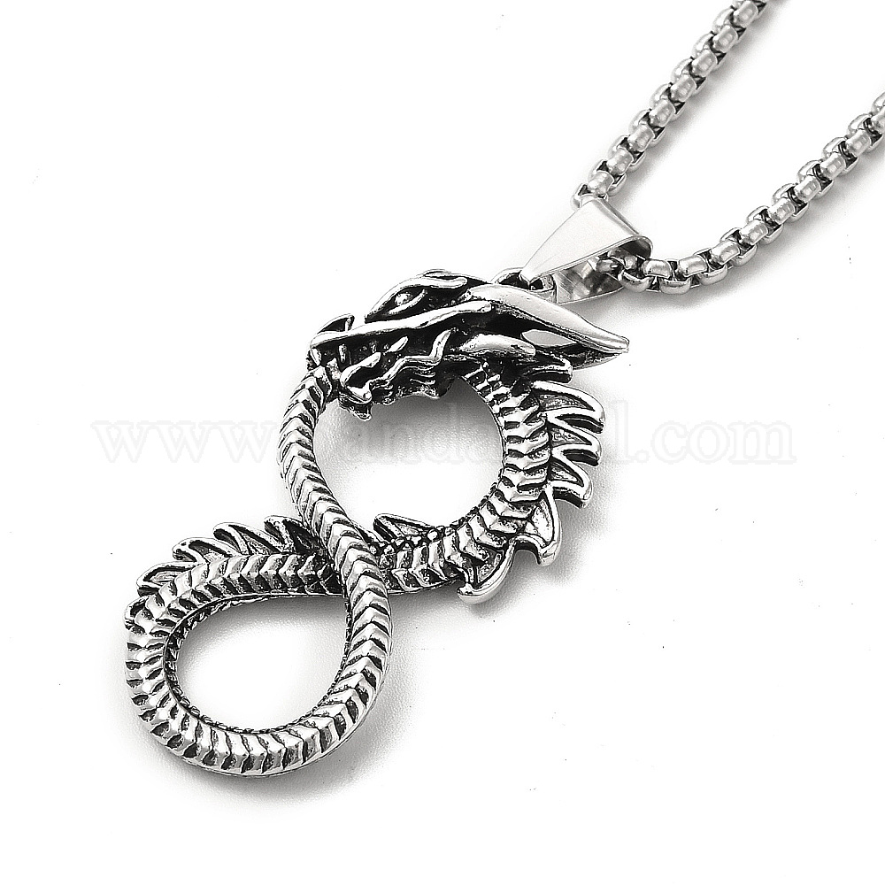 Wholesale Alloy Dragon Infinity Pandant Necklace with Box Chains ...
