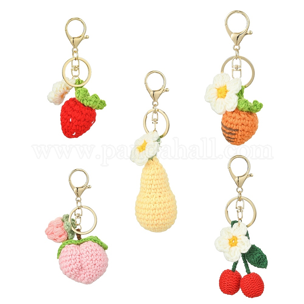 Wholesale 1 Set 5 Colors Creative Hand Woven Fruit Keychains ...