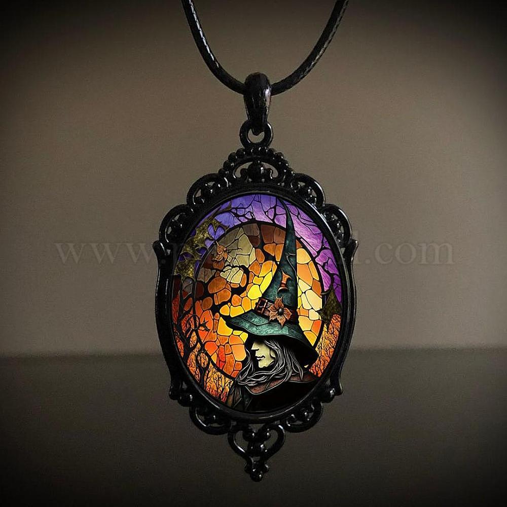 Wholesale Oval Gothic Alloy Glass Halloween Pendant Necklaces for Women ...